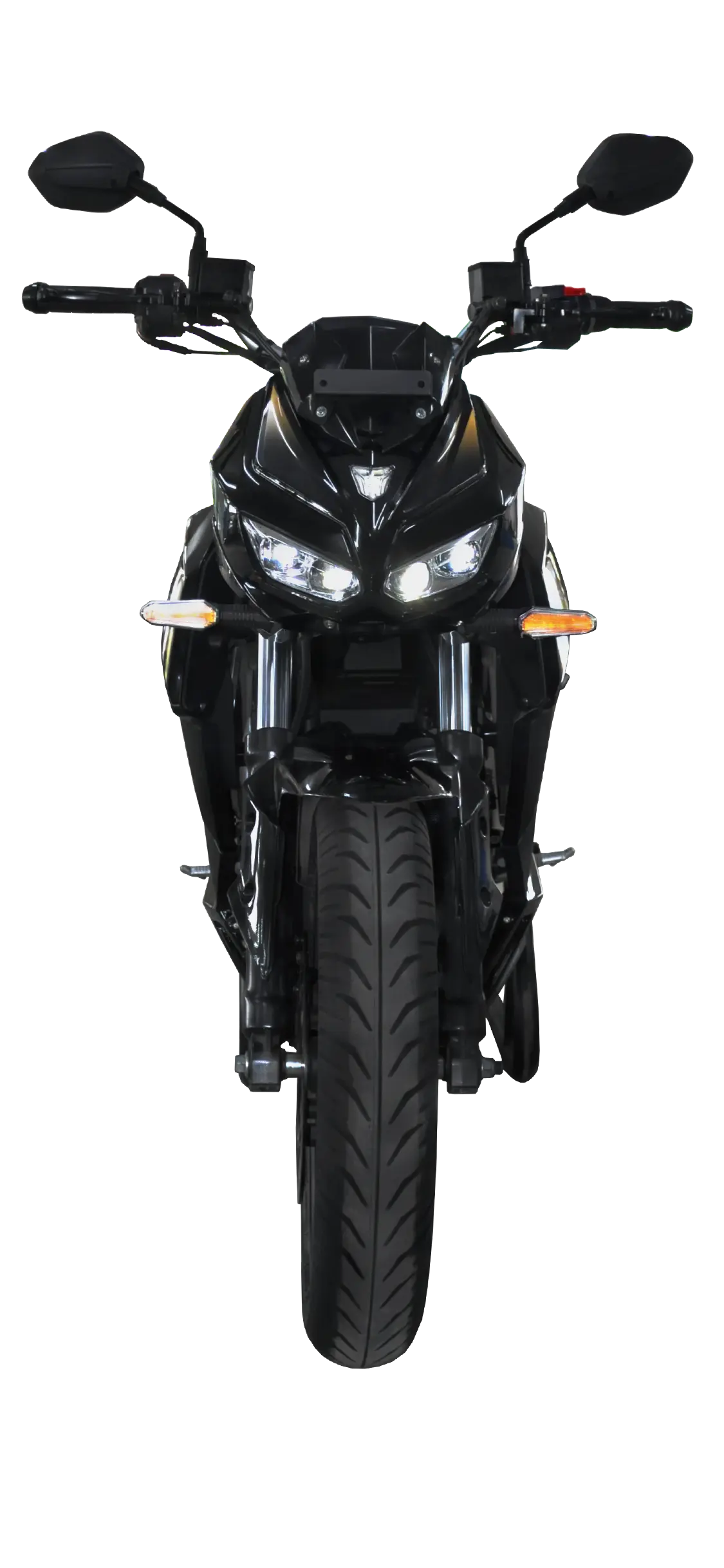 Black elecctric bike front view