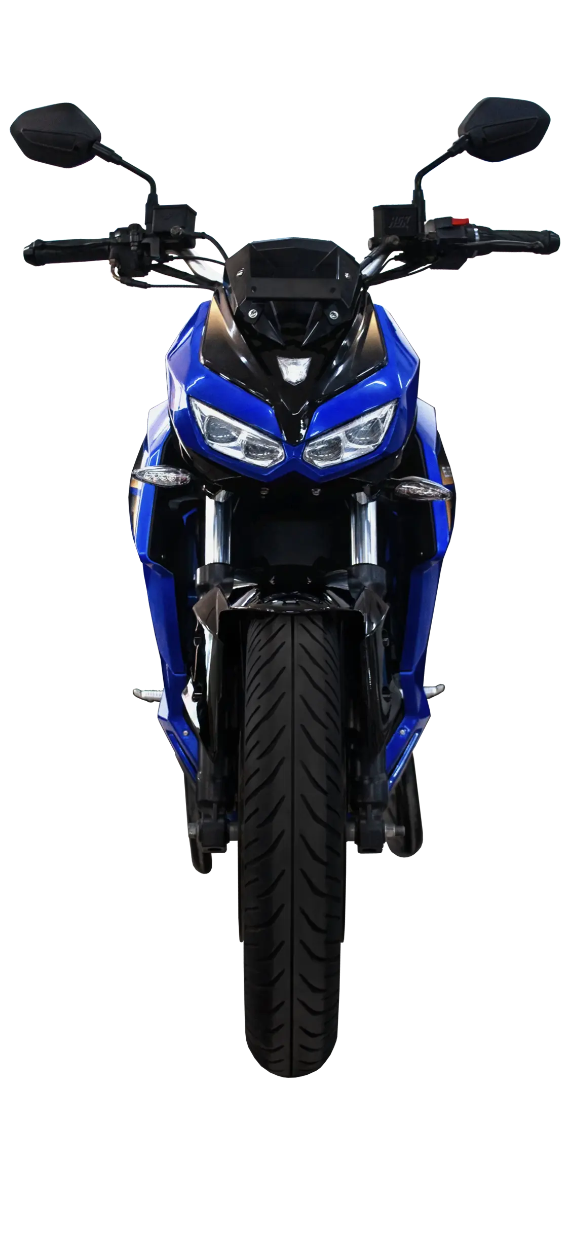 Blue elecctric bike front view